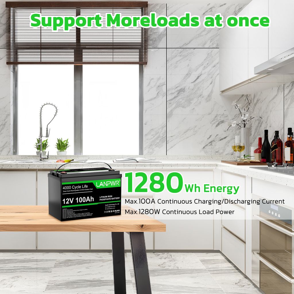 LANPWR 12V 100Ah LiFePO4 lithiová baterie, | Kaufland.cz