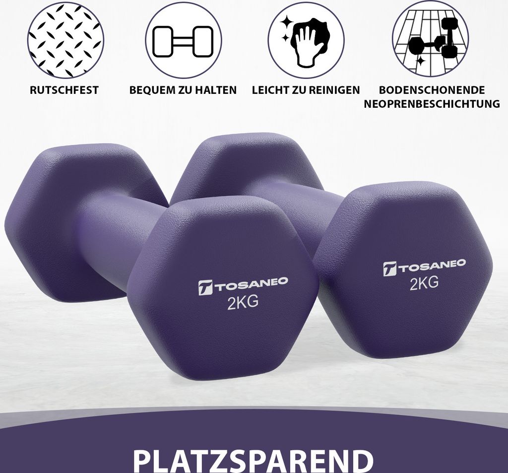 TOSANEO 2er Set Hanteln 2x 2,0kg Purple | Kaufland.de
