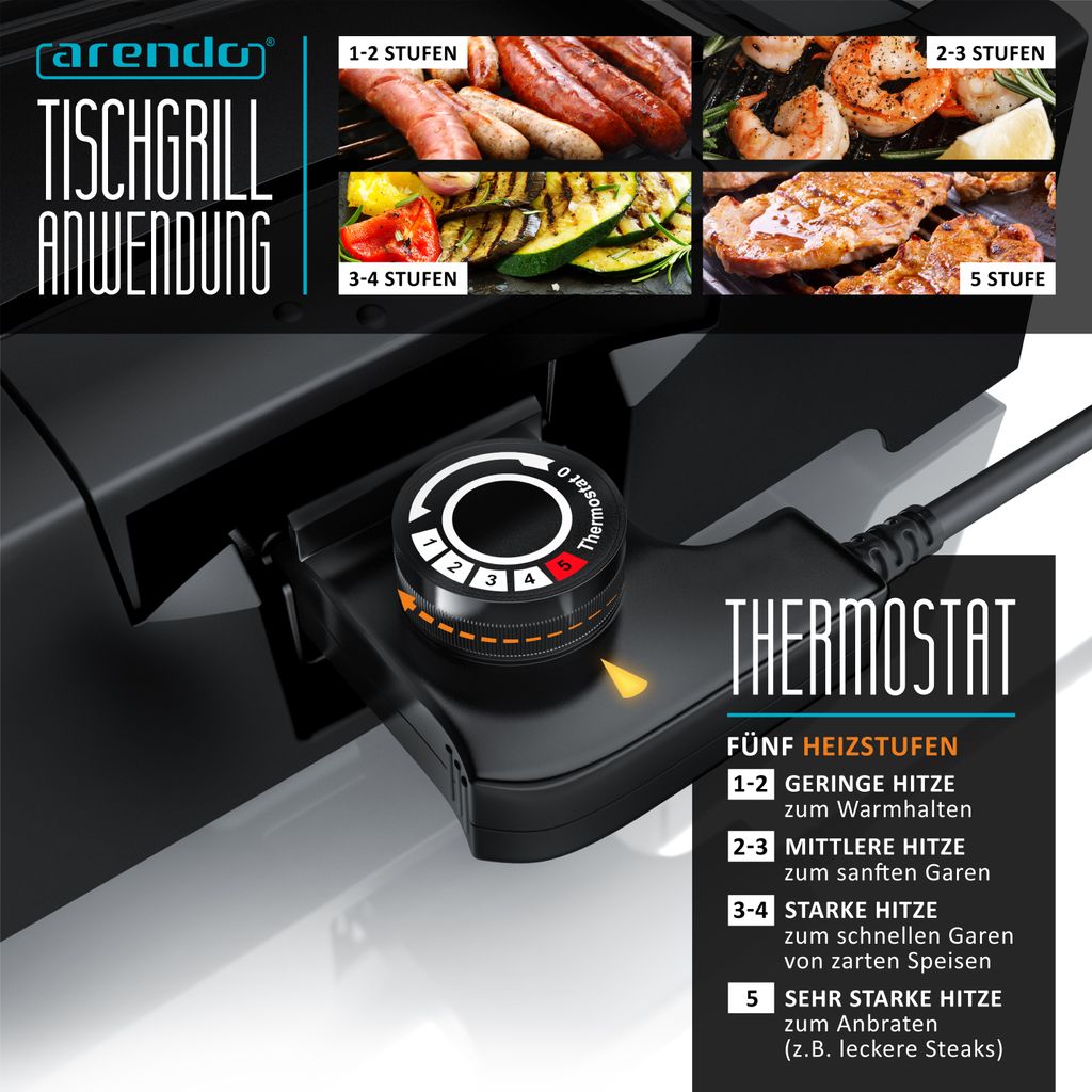 Arendo Gourmet Tischgrill mit Glasabdeckung - | Kaufland.de