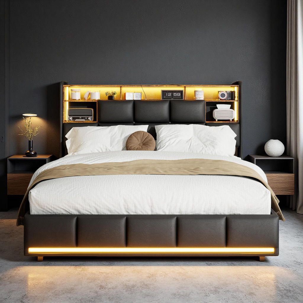 Čalúnená posteľ UnboxG 160x200 cm s LED osvetlením postele,