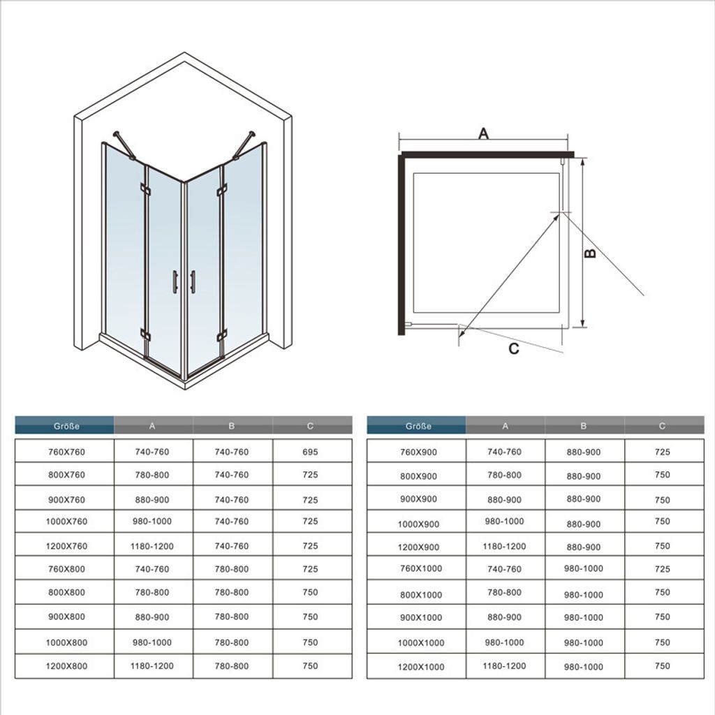 Eckeinstieg duschtür BxBxH:90x100x185cm | Kaufland.de