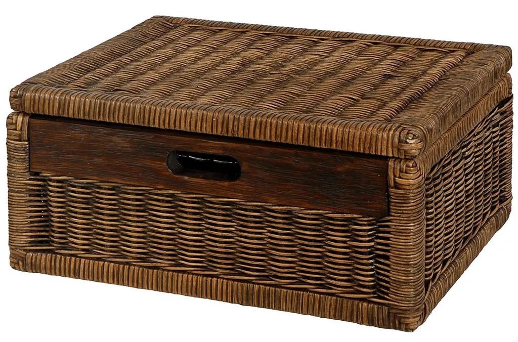 KRINES HOME Flacher Korb mit Deckel Rattan | Kaufland.de