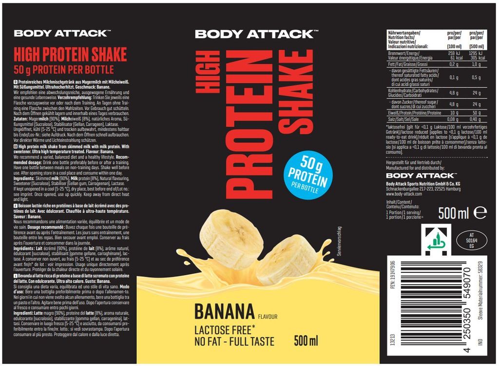Body Attack High Protein Shake – 12 Flaschen | Kaufland.de