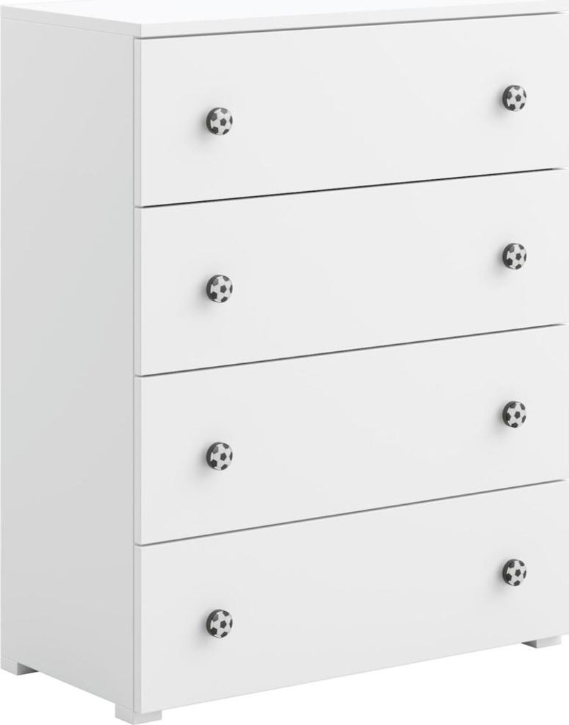 Commode blanche Emily - poignées football Commodes