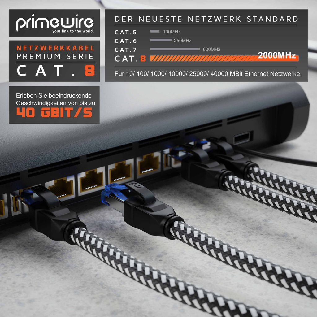 Primewire 10x LAN-Kabel, CAT.8, RJ-45 | Kaufland.de