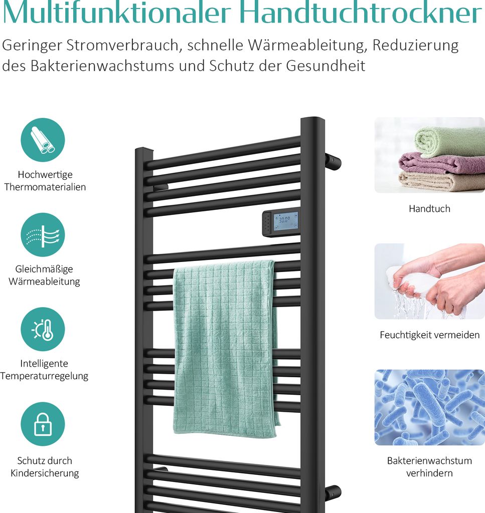 Elektrický sušič uterákov EMKE Black Radiator | Kaufland.sk