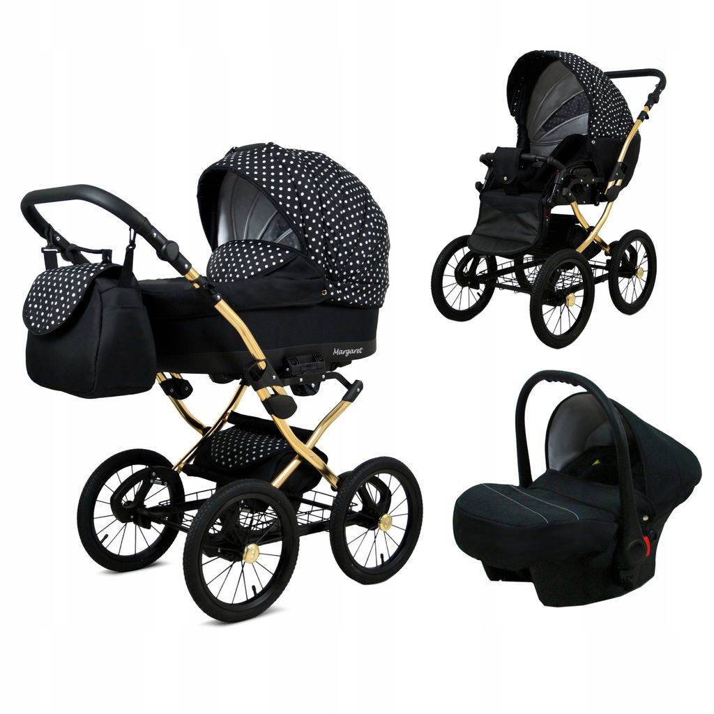 BabyLux® Margaret Gold | Kočík 3v1 Bambimo | White Dots