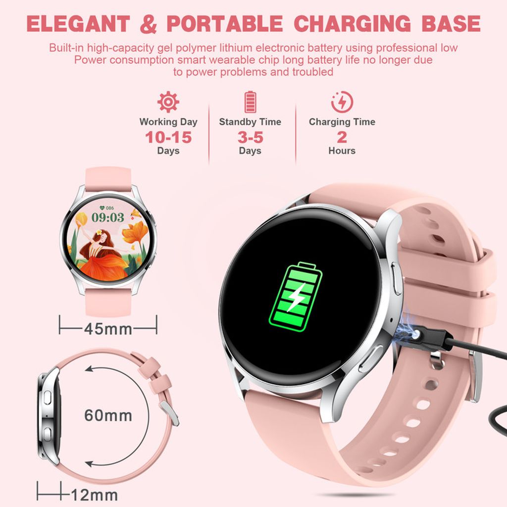 (Rosa) Smartwatch für Männer und Frauen, IP67 | Kaufland.de