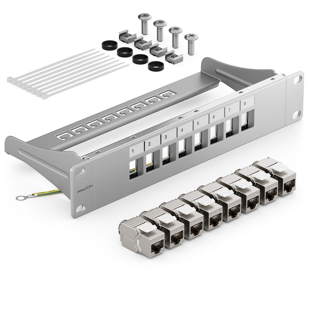 deleyCON 8 Port Patchpanel Set Patchfeld | Kaufland.de