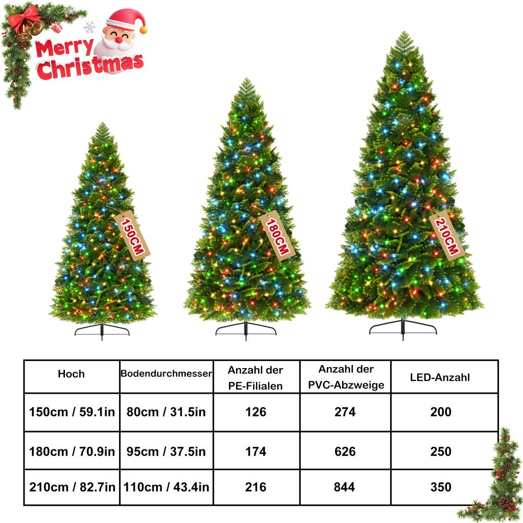 LZQ 180cm umělý vánoční stromek s 250 LED | Kaufland.cz