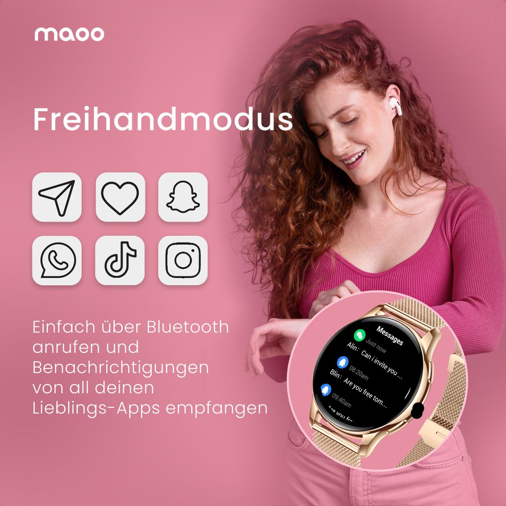 Maoo Ventura AMOLED Smartwatch Damen, RVS und | Kaufland.de