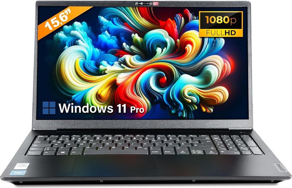 Lenovo Laptop mit Intel Celeron N4500 2x2.80 GHz 15.6 Zoll Full HD 16GB RAM 512GB SSD Bluetooth USB 3.2 WLAN Win 11 Pro Greed Tasche