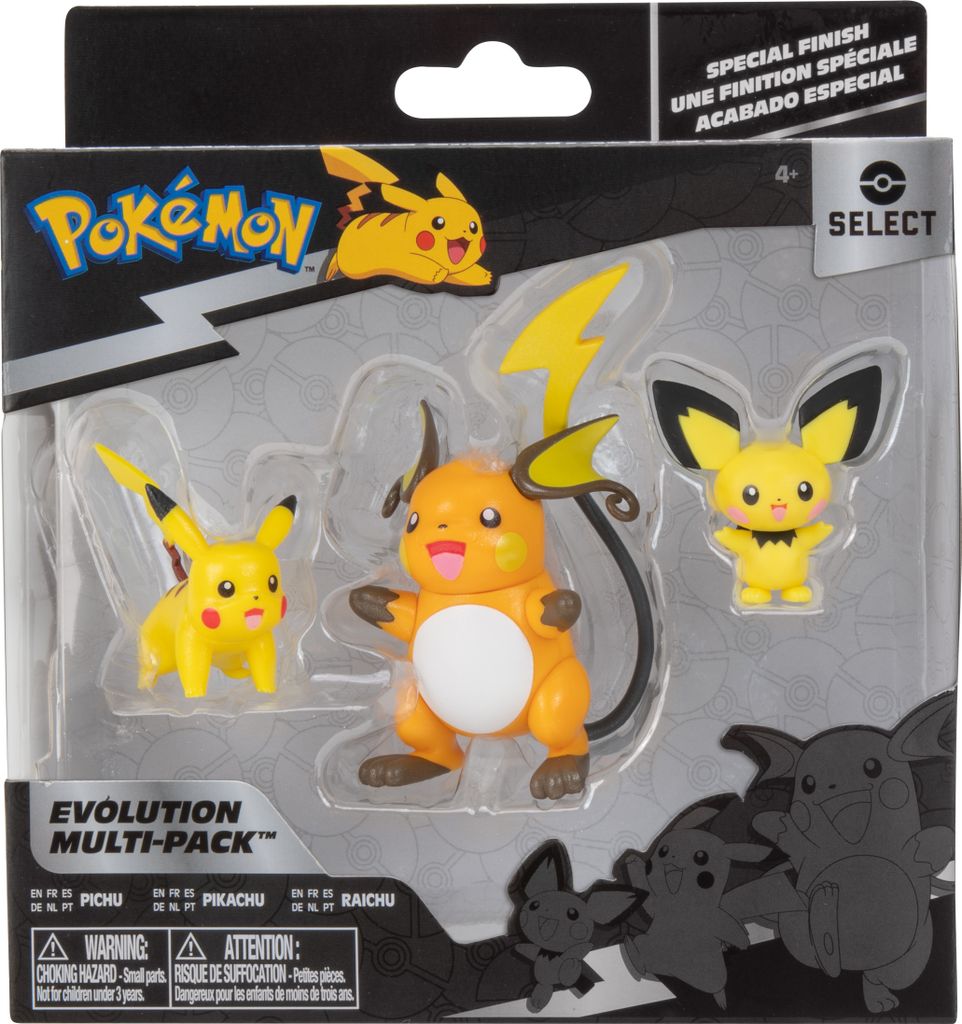 Jazwares POKEMON Select Pichu Pikachu Raichu 3 figurky