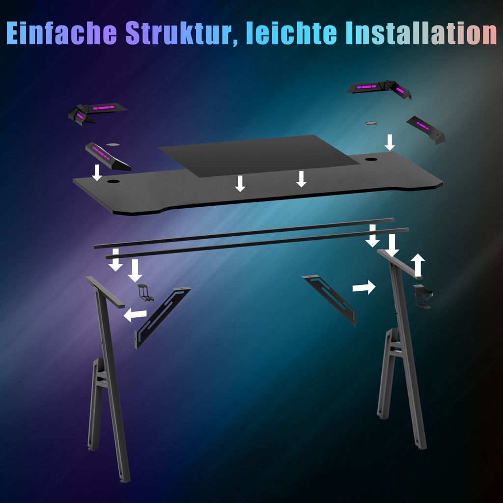 LZQ Gaming Tisch LED 120cm x 60cm, Gamer | Kaufland.de