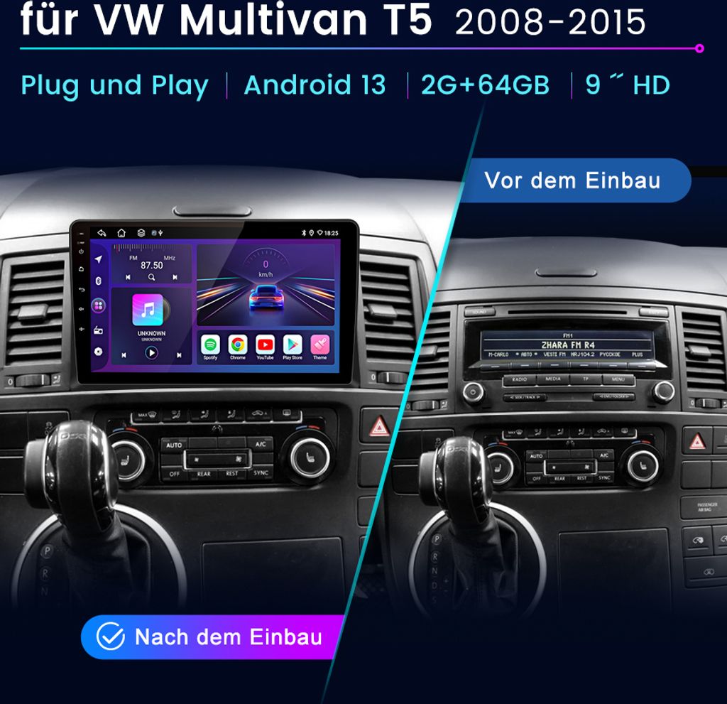 Carplay Für VW T5 Multivan 2008-2015 9" | Kaufland.de