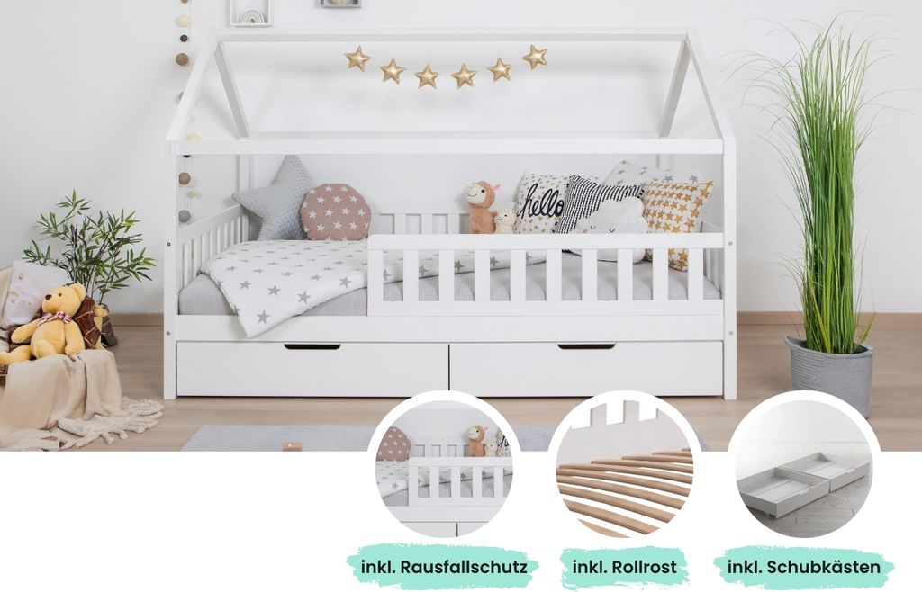 TiCAA Kinderbett Hausbett "Kay" 120x200 inkl. | Kaufland.de