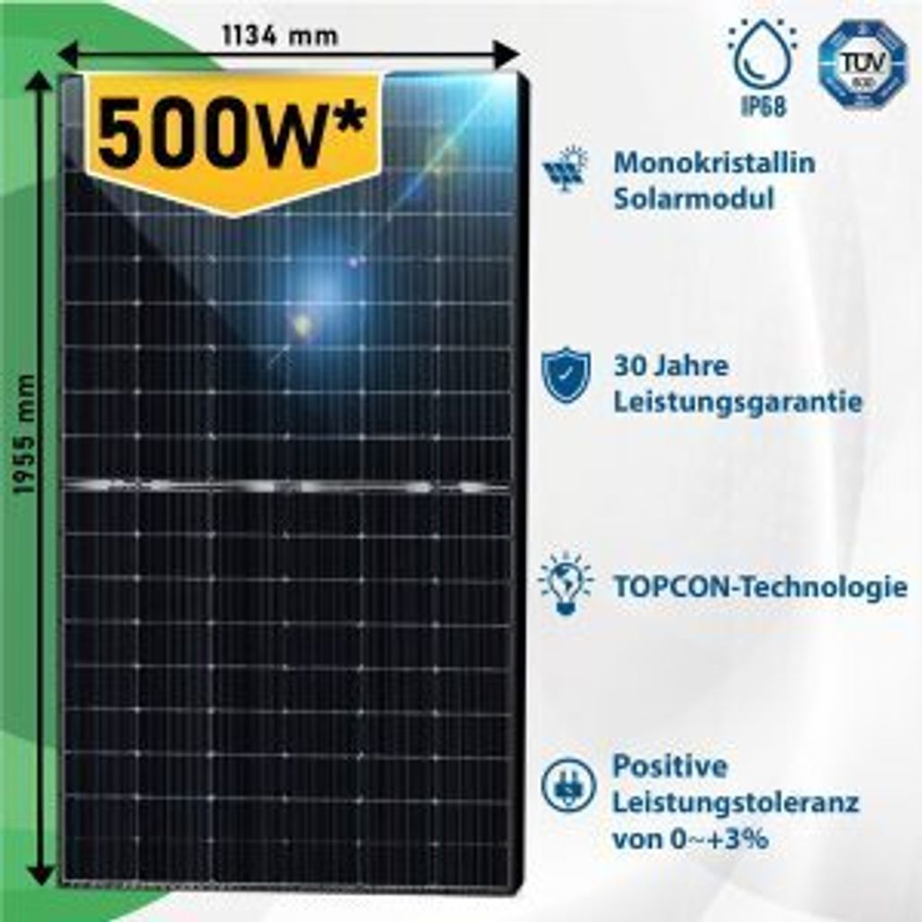 Solarmodul 500W Bifazial Glas-Glas | Kaufland.de