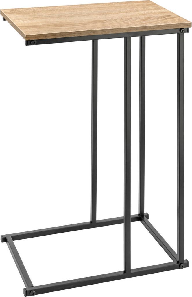 H S Collection Beistelltisch mit MDF Platte Natur und Schwarz