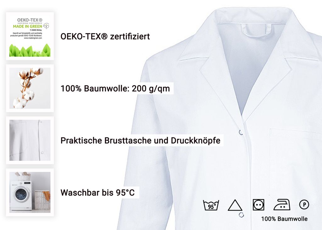 Laborkittel Arztkittel aus Baumwolle, 38, | Kaufland.de