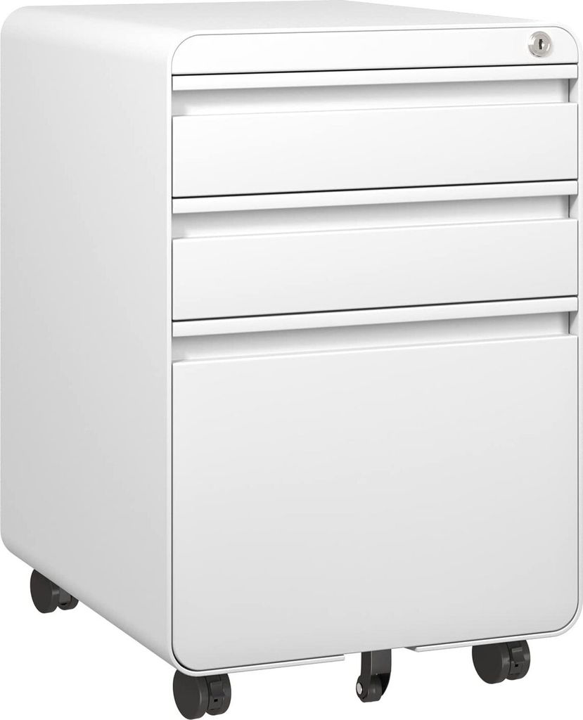 Dripex Stahl Rollcontainer mit 3 Schubladen & 5 Rädern