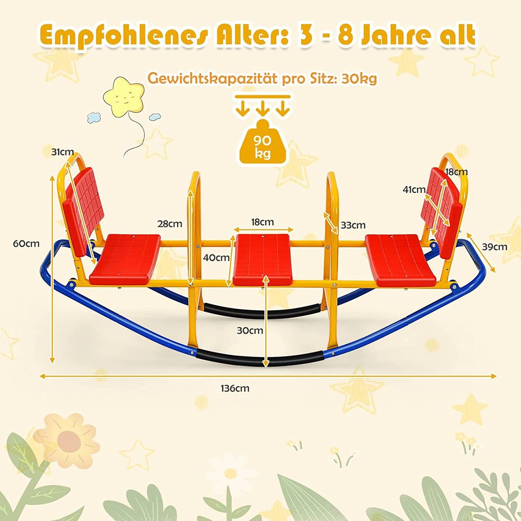 3 Sitzer Kinder Wippe mit Rückenlehnen und | Kaufland.de