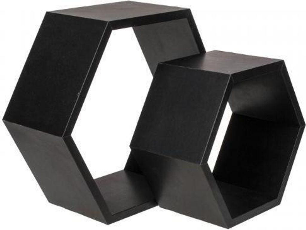 Holz Wandregale Set 6-eckig schwarz 2 Deko | Kaufland.de