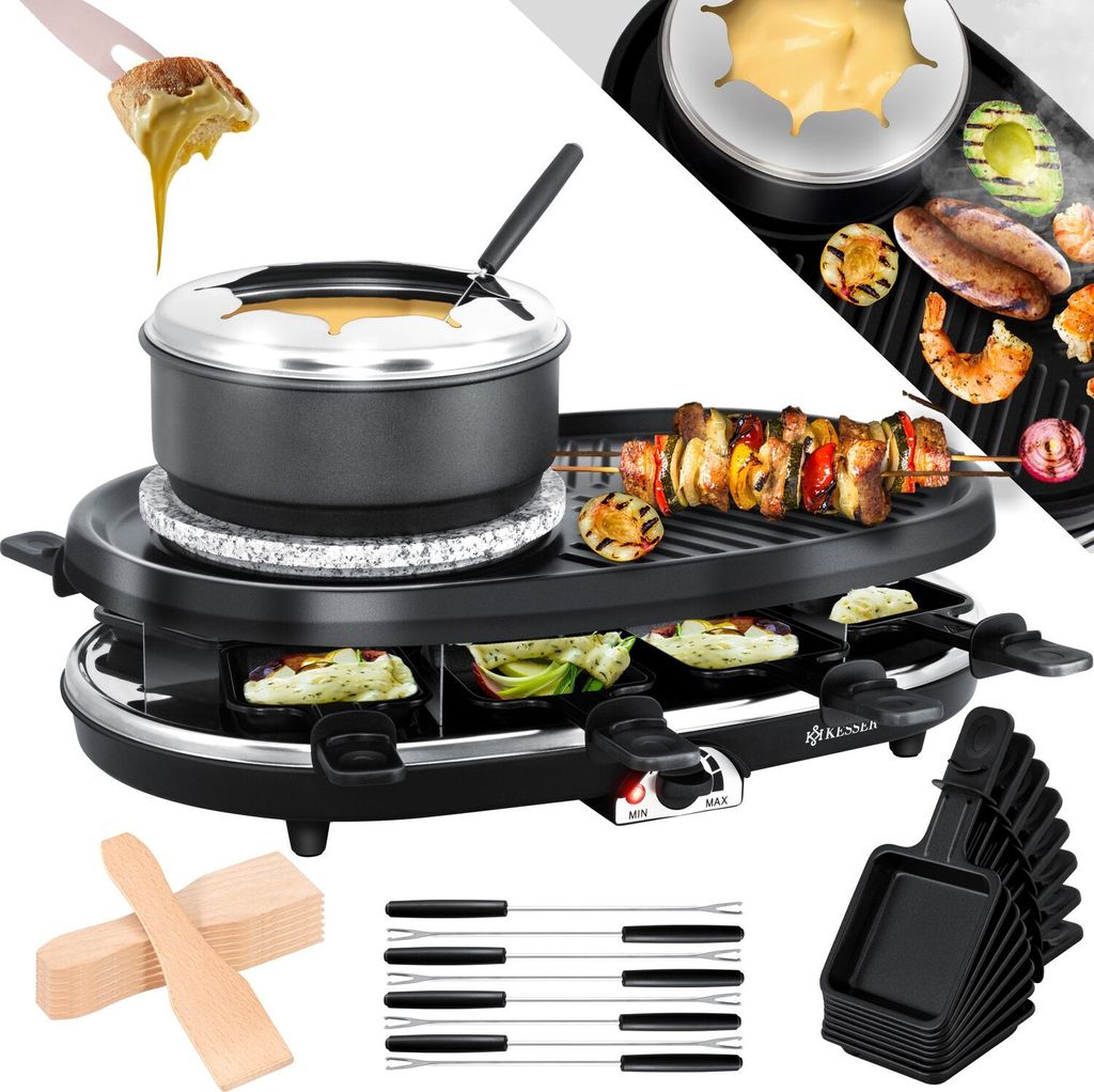 KESSER® 3in1 Raclette-Grill mit Naturgrillstein,