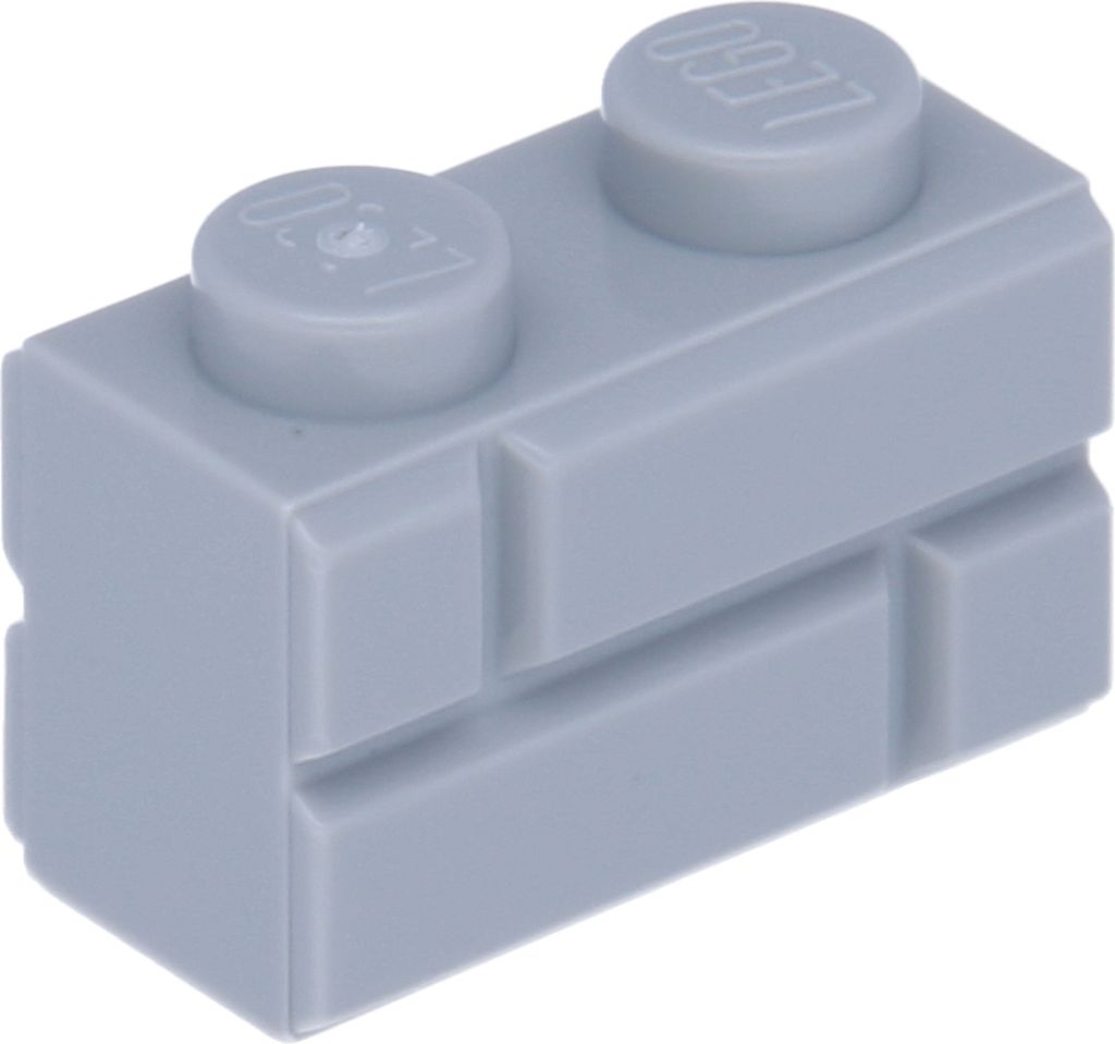 50x klocek LEGO 1x2 z profilem ceglanym, jasnoszary
