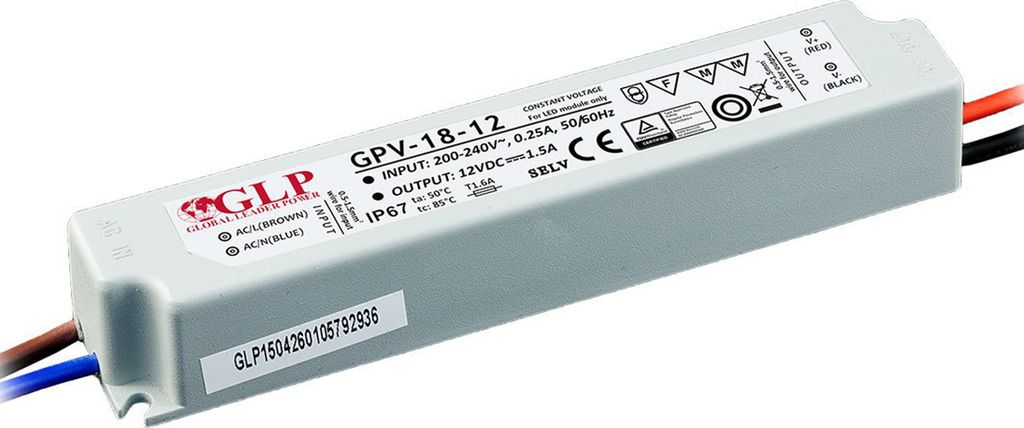 GPV-18-12 : Alimentation GLP série GPV 12V/1.5A, CV,