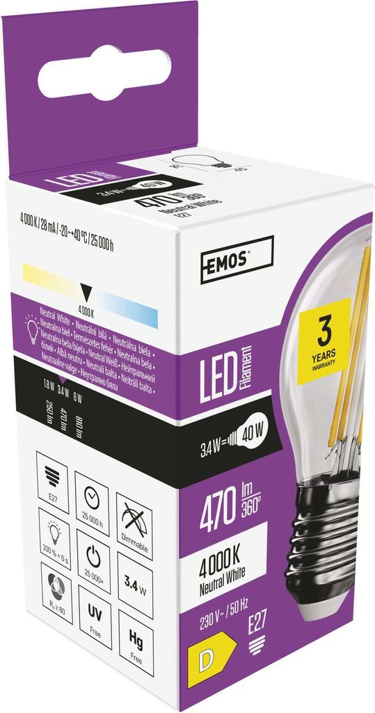 EMOS LED žárovka Filament Mini Globe / E27 / | Kaufland.cz