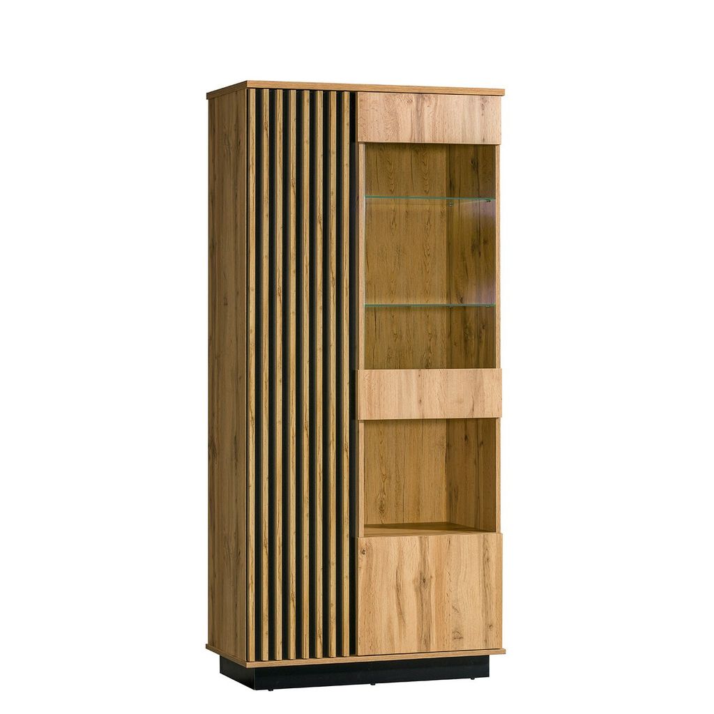 Široká vitrína MILAGRA - dub wotan / černá | Kaufland.cz