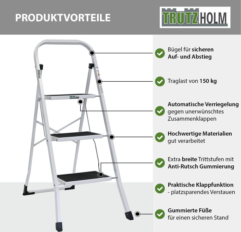 Trittleiter 3-stufig klappbar 150 kg | Kaufland.de