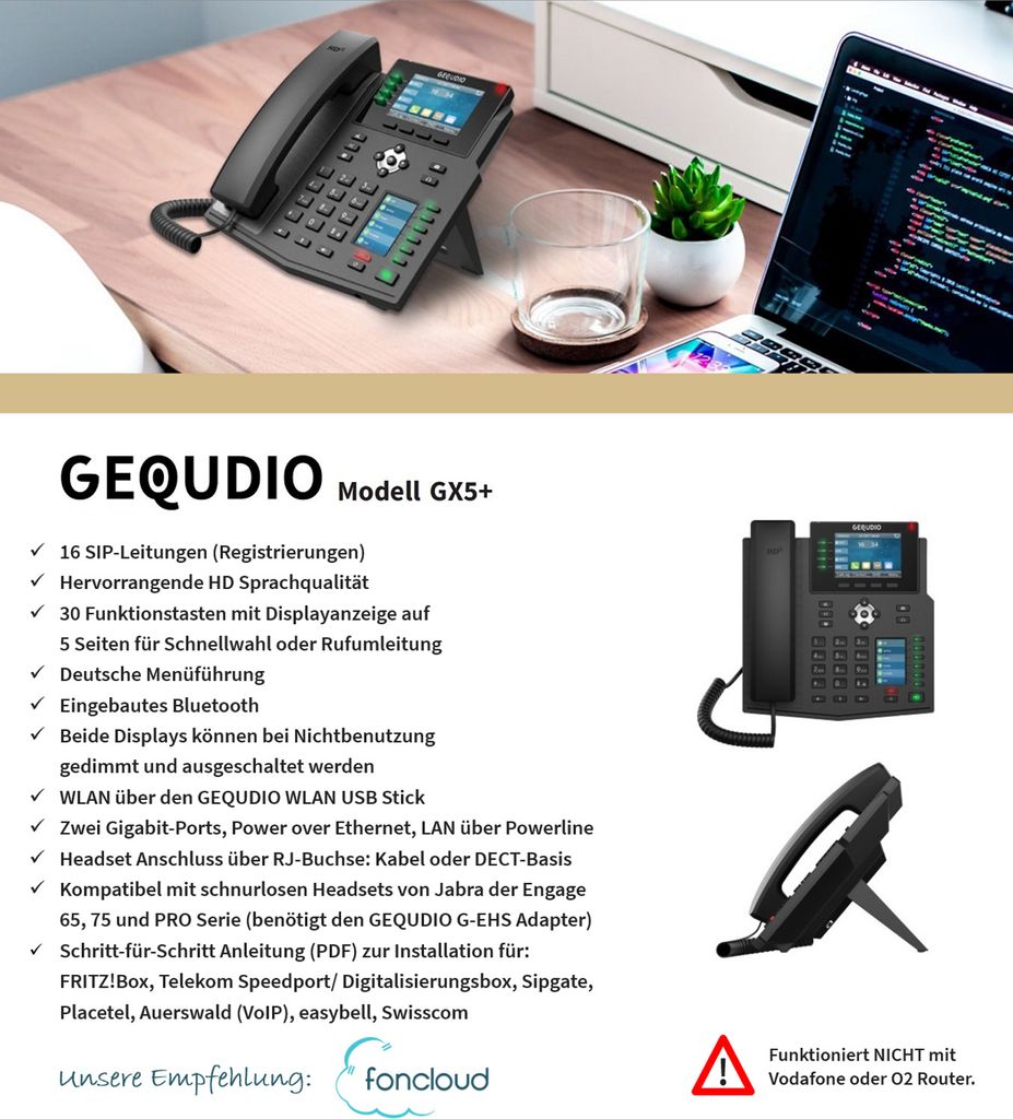 GEQUDIO GX5+ IP-Telefon Set mit Netzteil & | Kaufland.de