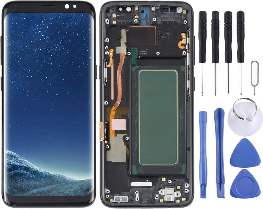 Wigento Galaxy S8 SM-G950 Display Schwarz Full OLED LCD mit
