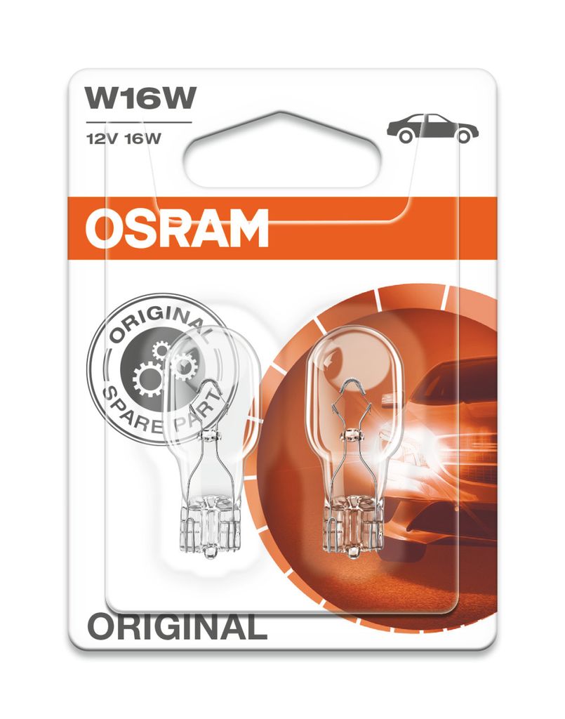 OSRAM W16W 12V 16W W2,1x9,5d 2st. Blister KFZ-Leuchtmittel