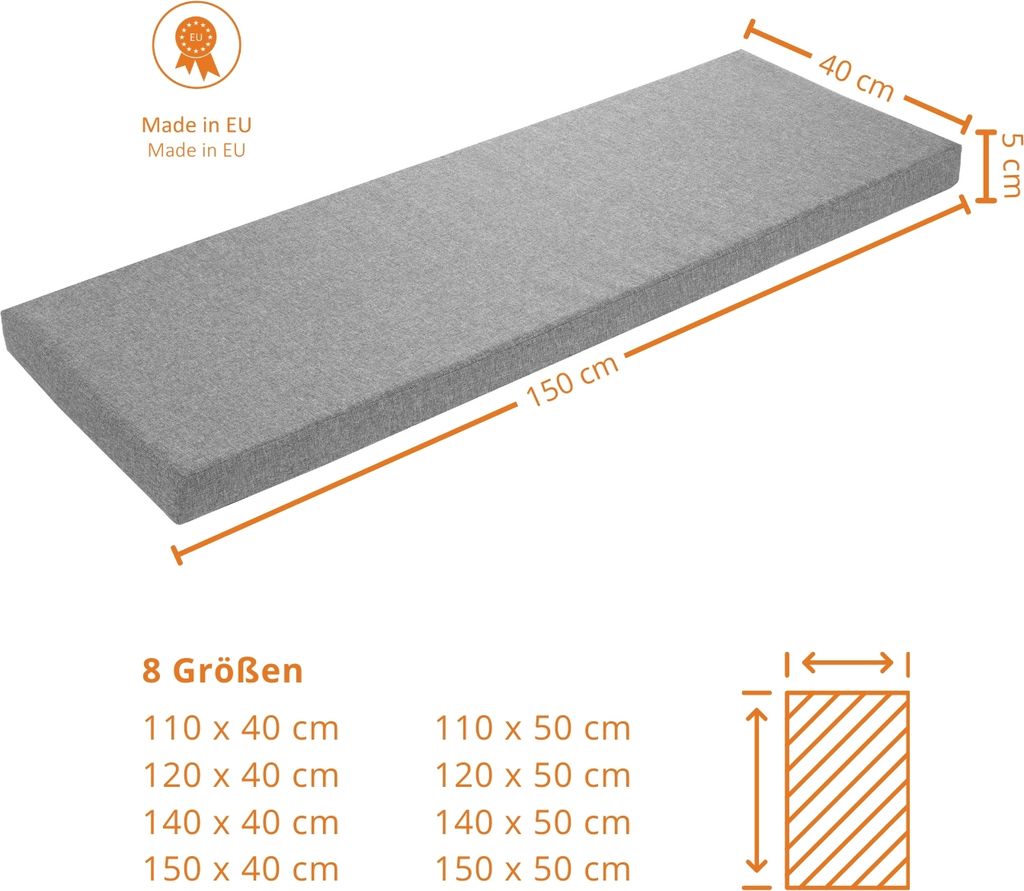 sleepling - Bankauflage, hellgrau, 150 x 40 | Kaufland.de