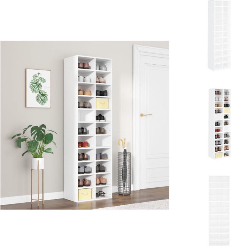 vidaXL Botník biely 54x34x183 cm materiál na báze dreva