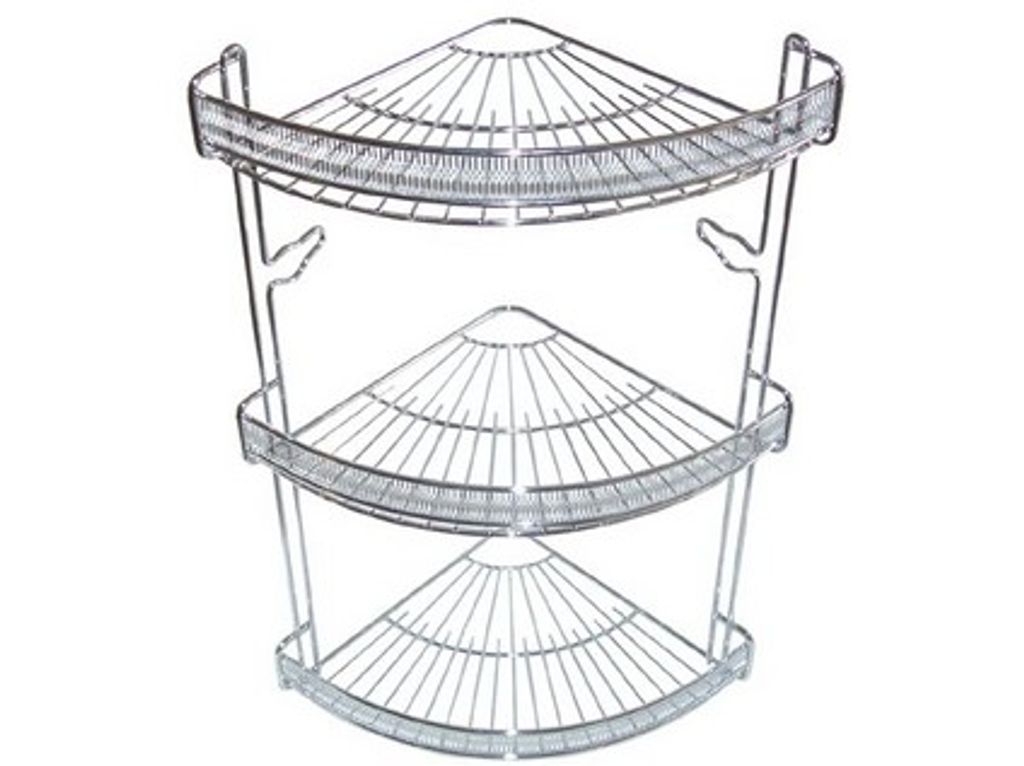 Rohová chrómová polica 3 úrovne 22x22x47cm | Kaufland.sk