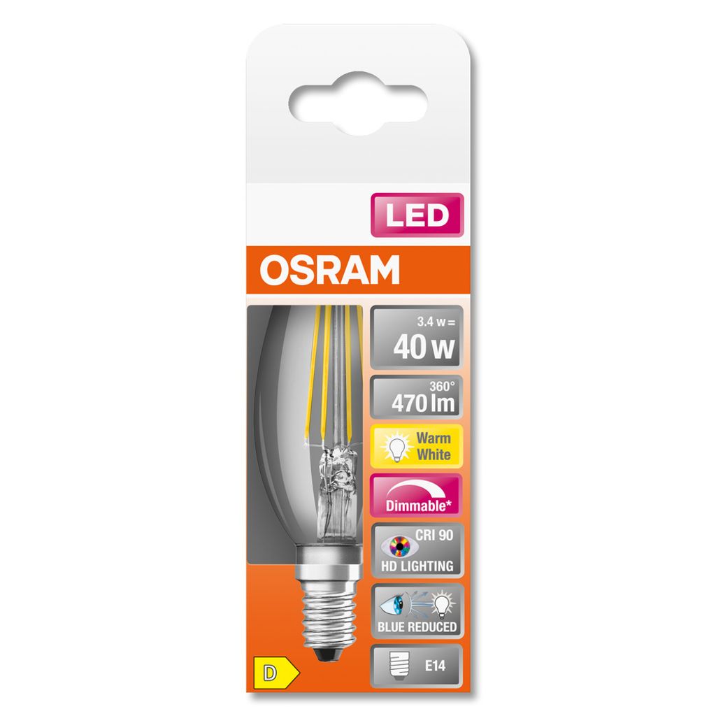 LED žiarovka E14 B35 3,4W = 40W 470lm 2700K | Kaufland.sk