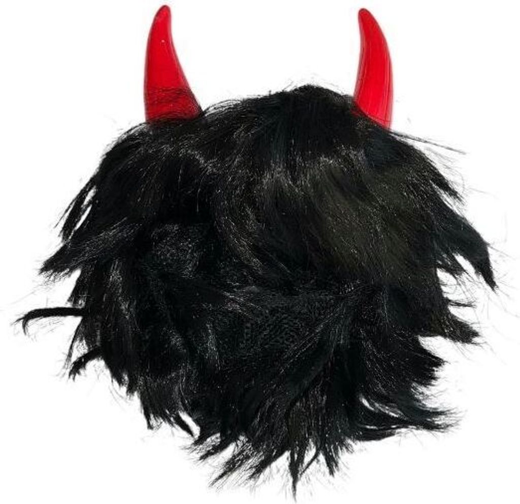 Paruka čert černá s rohy a vlasy - Mikuláš - Vánoce