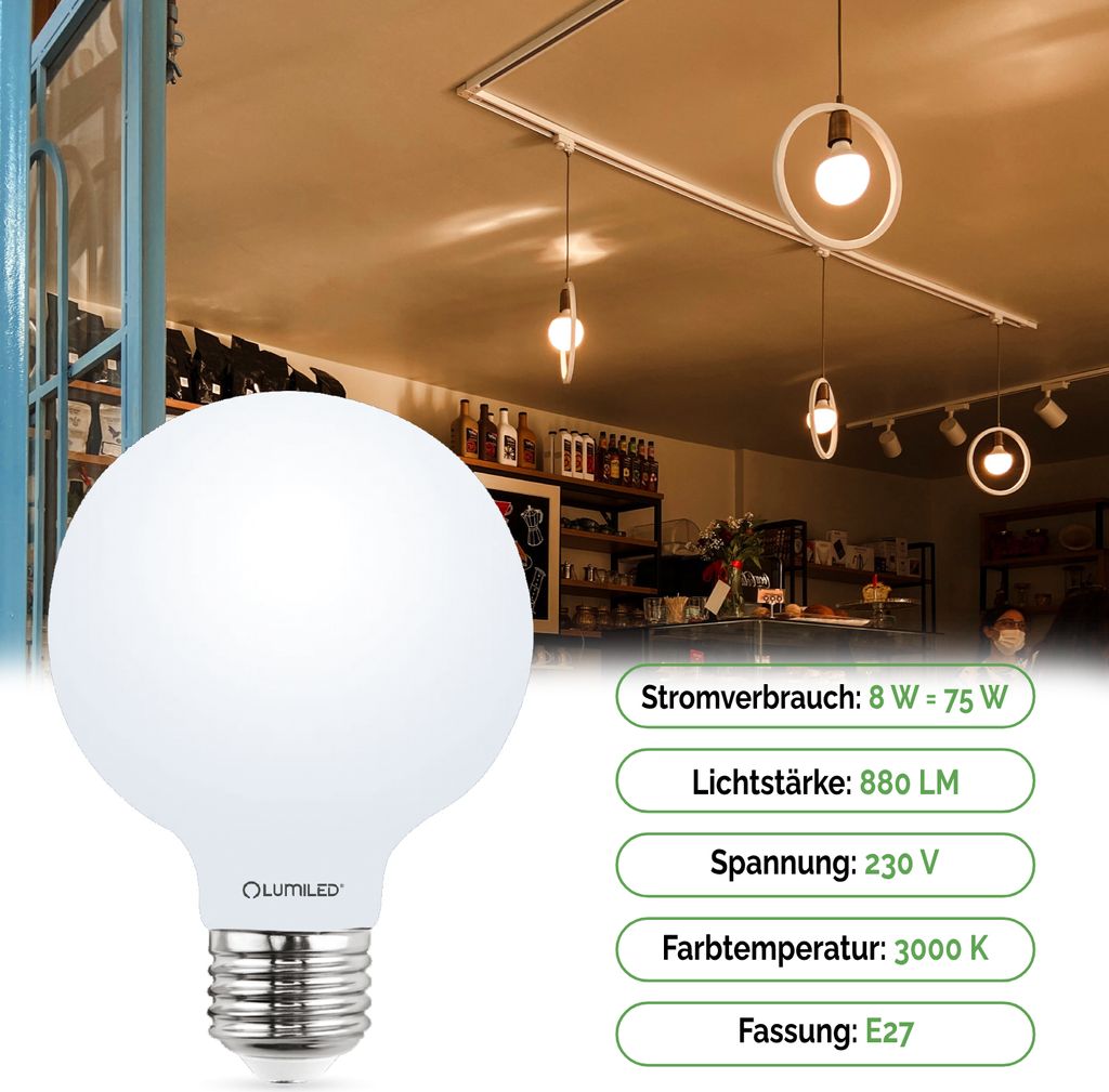 LUMILED 3x E27 LED Lampen G95 Vintage Globe | Kaufland.de