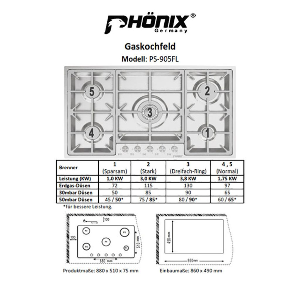 Phoenix PS-905FL plynová varná doska s | Kaufland.sk