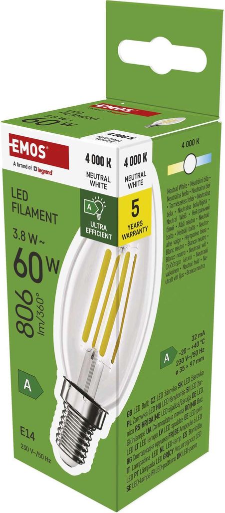 Lampa LED EMOS Edison Candle, 3,8 W zamiennik | Kaufland.pl