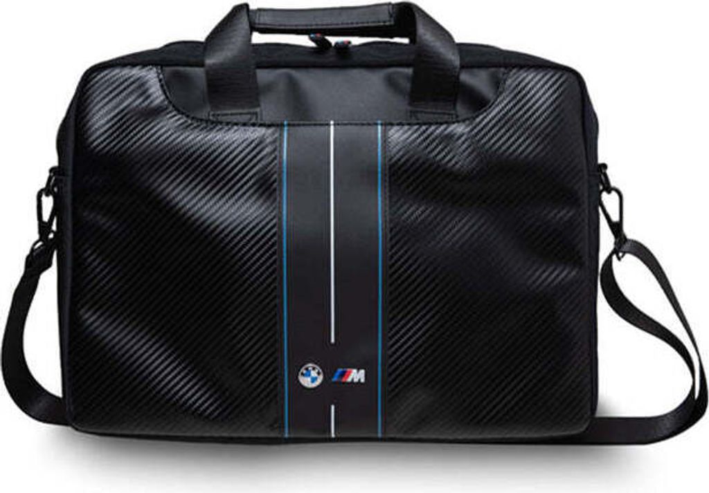 BMW taška na notebook Carbon & Blue Stripe, 16", čierna