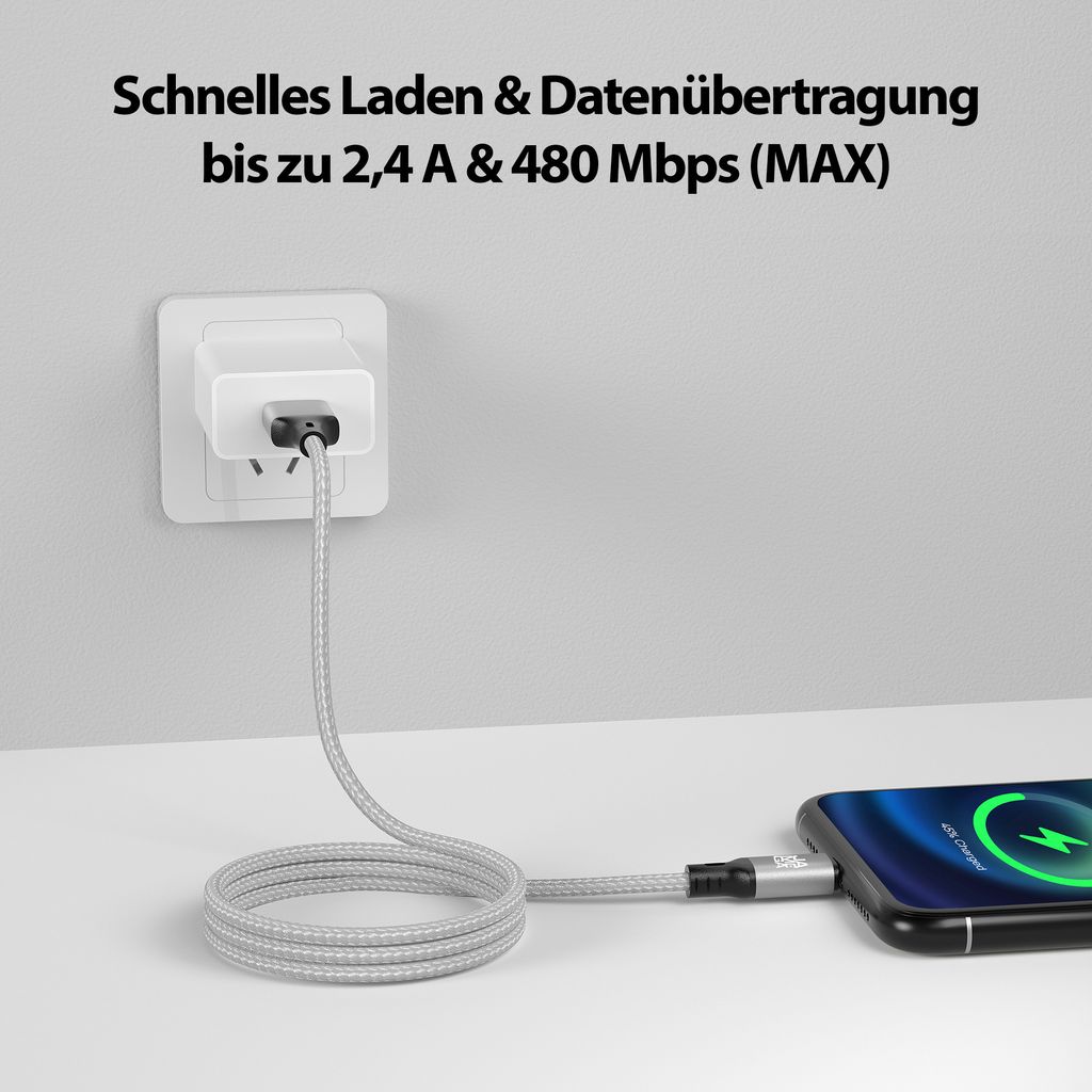 USB-A auf iPhone Nylon Kabel Typ A Ladekabel | Kaufland.de