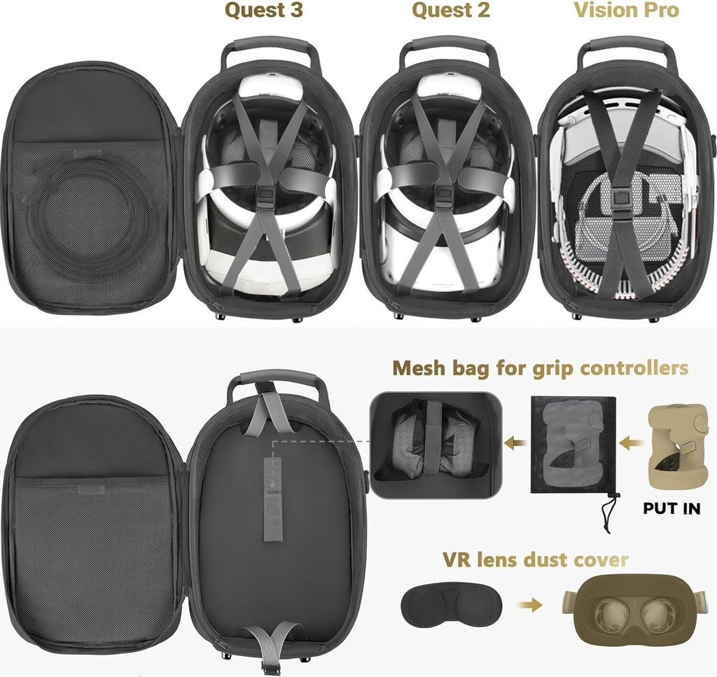 Fur Meta Quest 3 Oculus Quest 2 Vision Pro harte Reise Aufbewahrungstasche kompatibel mit Quest Pro Zubehor VR All in One Gaming Headset VR Brille