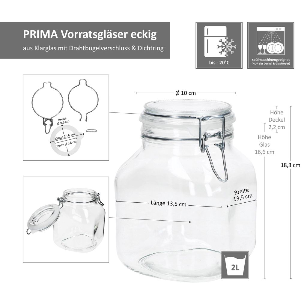 2x PRIMA Vorratsglas 2L aus Glas mit | Kaufland.de
