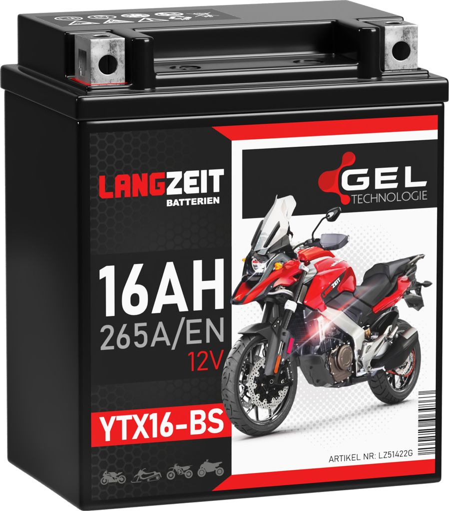 LANGZEIT YTX16-BS GEL Motorradbatterie 12V | Kaufland.de