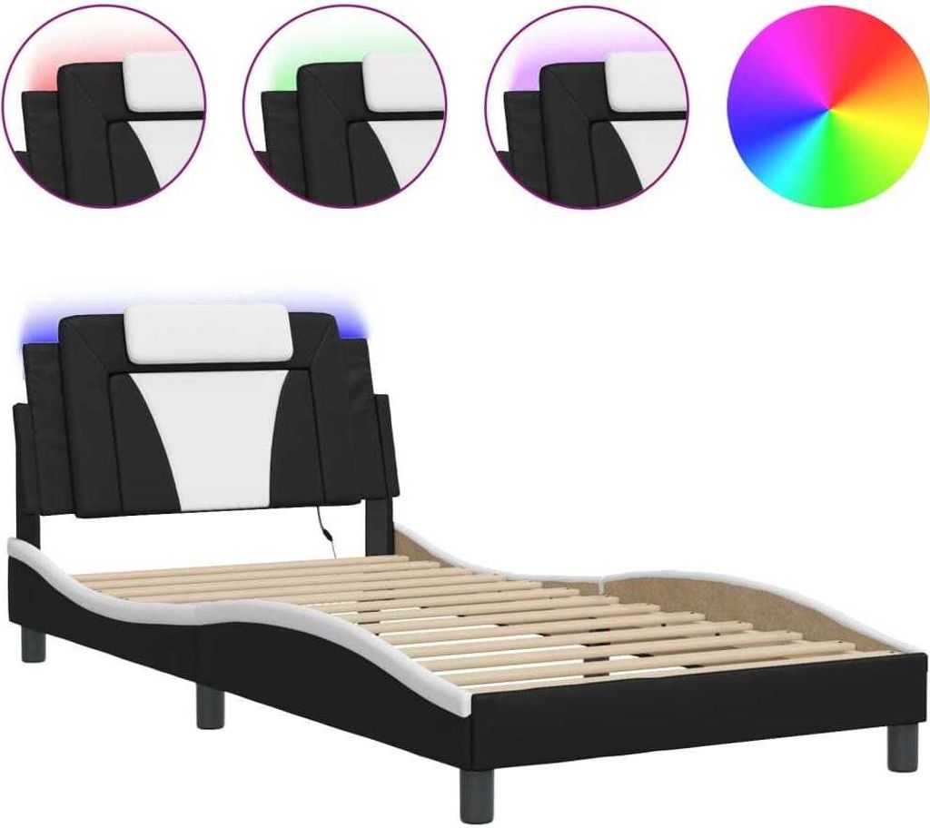 vidaXL Rám postele s LED čiernobiely 100x200 | Kaufland.sk