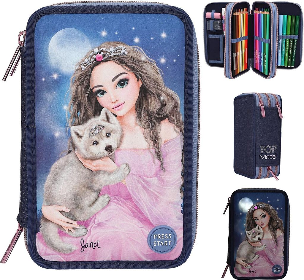 Depesche TOPModel 3-Fach Federtasche LED WOLF inkl. Stifte